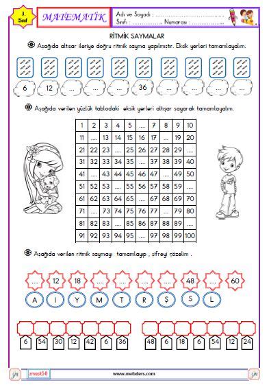 3 Sınıf Matematik Ritmik Saymalar Etkinliği Altışar Meb Ders