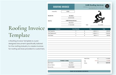 Roofing Invoice Template In Pages Word Numbers Google Docs Excel