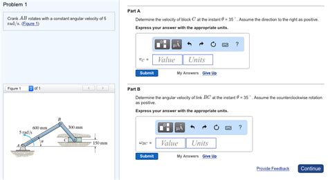 solved crank ab rotates with a constant angular velocity of
