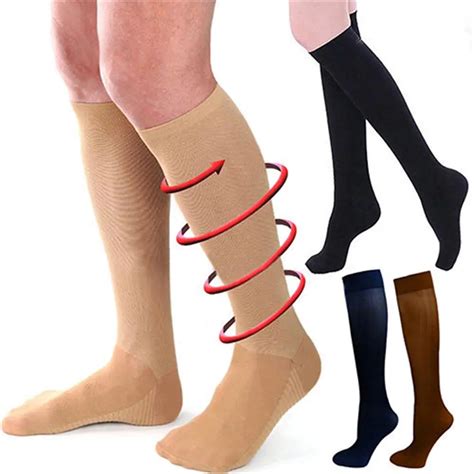 Pair Antifatigue Unisex Compression Socks Flight Travel Anti Fatigue