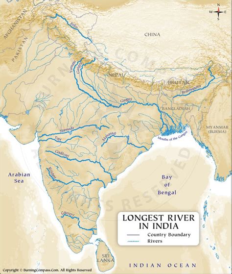 Longest River In India Map Emelia Morganica