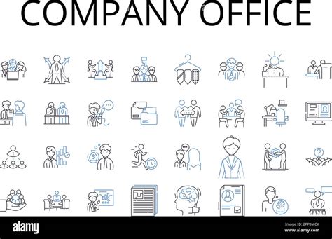 Company Office Line Icons Collection Business Hub Enterprise Center