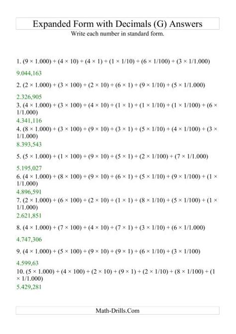 writing expanded numbers in standard form 4 digits before decimal 3 after g
