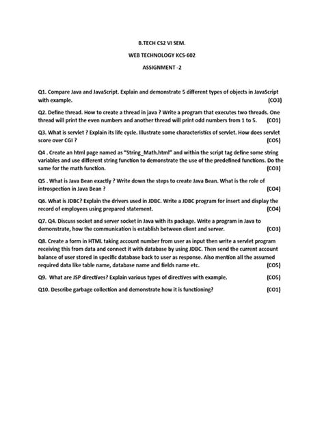 comparing javascript and java demonstrating threads servlets and jdbc an assignment on web
