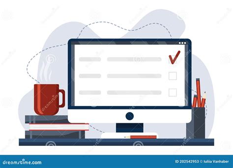 Computer Screen With Checklist Document Concept Of Paper Checklist And