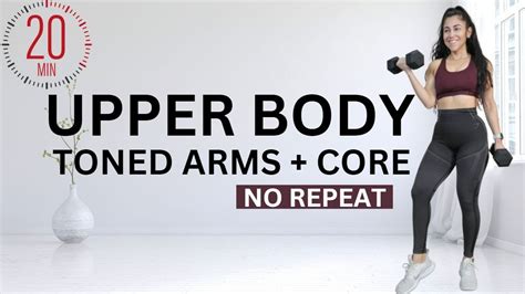 20 MIN TONED UPPER BODY CORE No Repeat Home Workout With Dumbbells