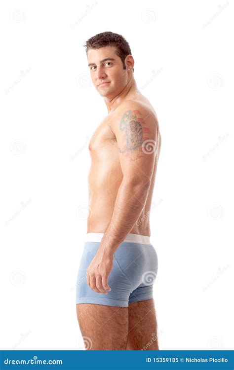 Man In Blue Underwear Stock Image Image Of Male Shot
