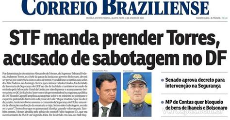 Capa Correio Braziliense Edi O Quarta De Janeiro De
