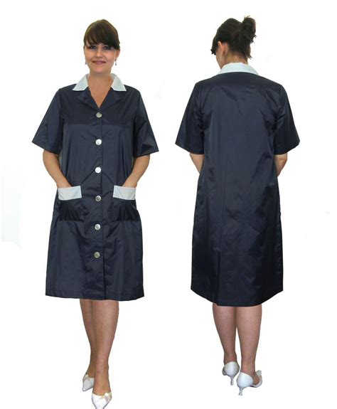 Blouse Nylon Kittel Schürze Kleid 42 Kasack vorne geknöpft eBay