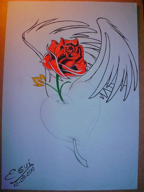 Como Dibujar Un Corazn Con Alas De Angel A Lapiz Paso A