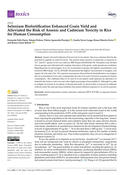 pdf selenium biofortification enhanced grain yield and alleviated the risk of arsenic and