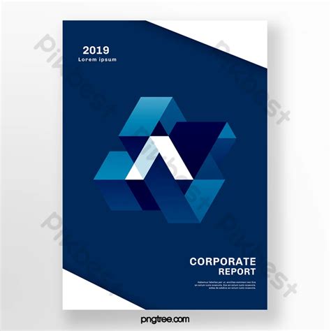 Portada De Informe Comercial Geométrico Azul Plantilla PSD Descarga