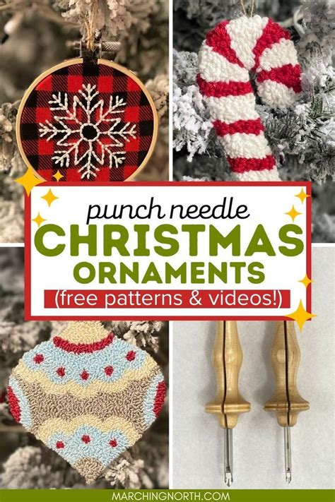 3 Free Punch Needle Christmas Patterns Tutorials DIY Ornaments