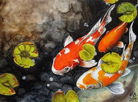 Carpe koï Original peinture à l huile 7 X 9 brocard Etsy Koï