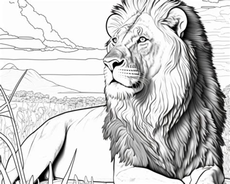Lion Coloring Pages Majestic Black White Outlined Printable PDF In US