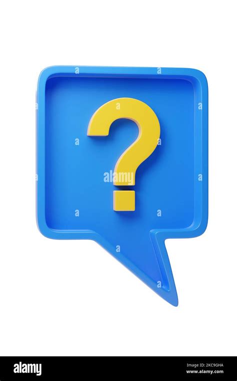 Blue Speech Balloon With Yellow Question Mark Isolated On White