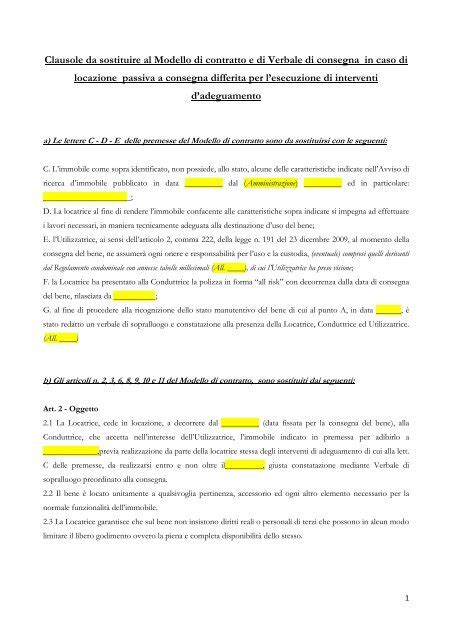 Fac Simile Verbale Riconsegna Immobile In Locazione Huwrock