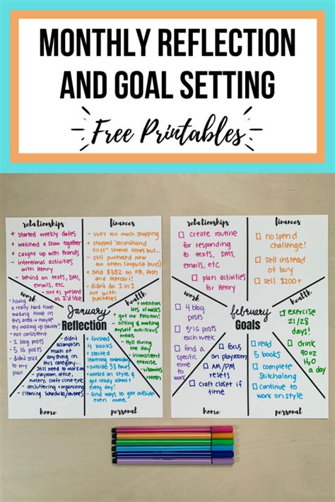 Monthly Reflection And Goal Setting Printables Let S Live And Learn