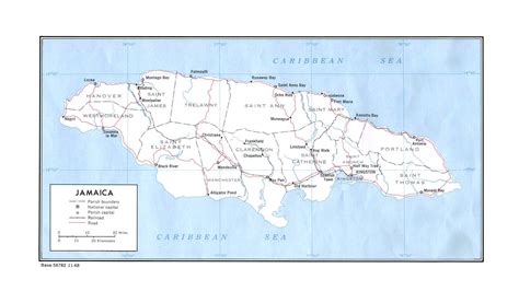 Large Political And Administrative Map Of Jamaica With Roads Railroads