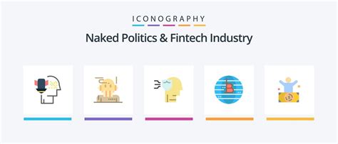 política desnuda y paquete de íconos de 5 planos de la industria