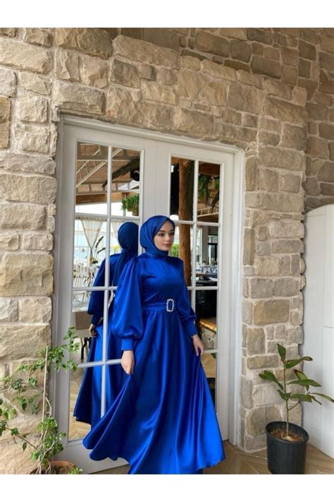 LAVENDEL Kadın Mavi Saten Kemerli Bellae Elbise Fiyatı Yorumları