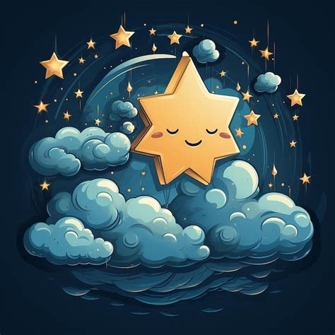 Logotipo De Dibujos Animados De Nube Luna Y Estrellas Foto Premium