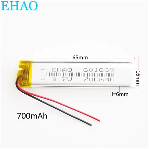 3 7V 700mAh Lithium Polymer LiPo Rechargeable Battery 601665 For Mp3