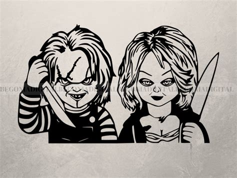 Chucky And Tiffany Svg Chucky Svg Horror Movie Characters In Knives Svg