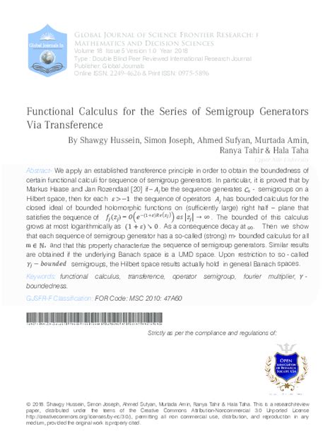 pdf functional calculus for the series of semigroup generators via transference simon joseph