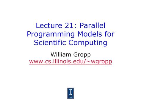 pdf lecture 21 parallel programming models for scientific courses