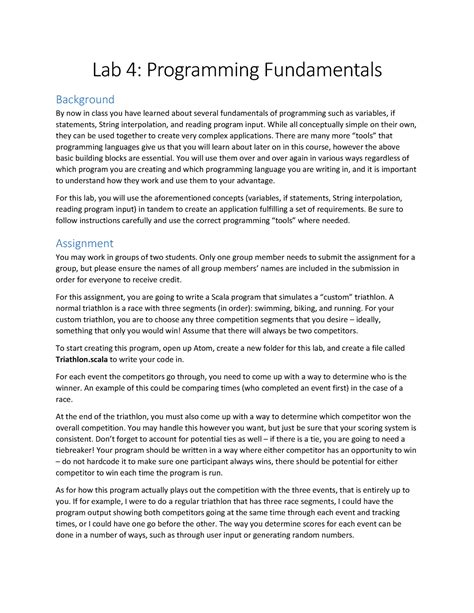 lab04 programming fundamentals lab 4 programming fundamentals background by now in class you