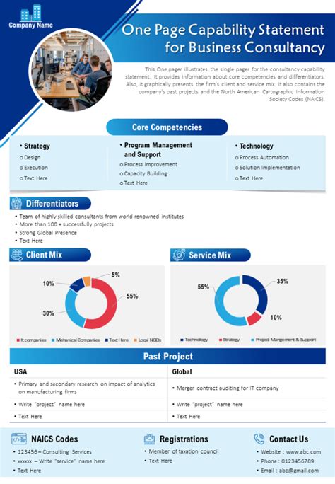 One Page Capability Statement Templates To Bag Lucrative Projects