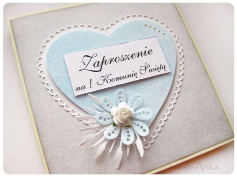 Zaproszenia komunijne z sercem dla chłopca mieszAnka HANDMADE