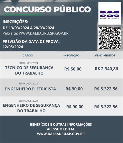 DAE abre inscrições de três concursos nesta quarta feira Prefeitura