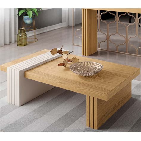 Mesa de Centro Para Sala de Estar Lord B01 Freijó Off White Lyam