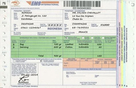 Contoh Formulir Pengiriman Barang