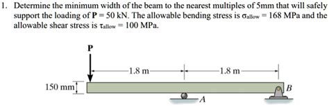 solved 1 determine the minimum width of the beam to the nearest multiples of 5mm that will