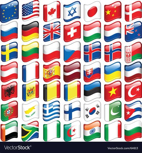 Set Of World Flags Royalty Free Vector Image VectorStock