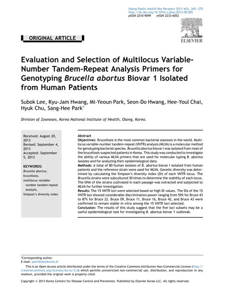 pdf evaluation and selection of multilocus variable number tandem repeat analysis primers for
