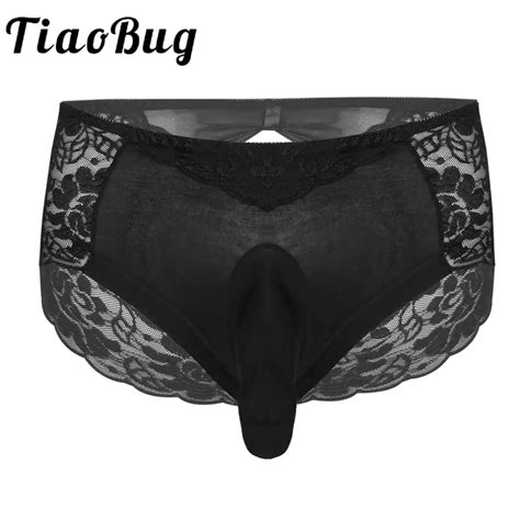 Sous vêtements Sexy en dentelle pour hommes culotte en dentelle