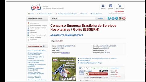 Apostila EBSERH GO 2015 Assistente Administrativo Do HC UFG YouTube
