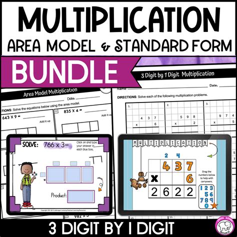 Digit By Digit Area Model Multiplication And Standard Algorithm