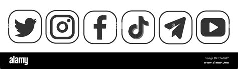 Set Of Most Popular Social Media Logos White Background Facebook