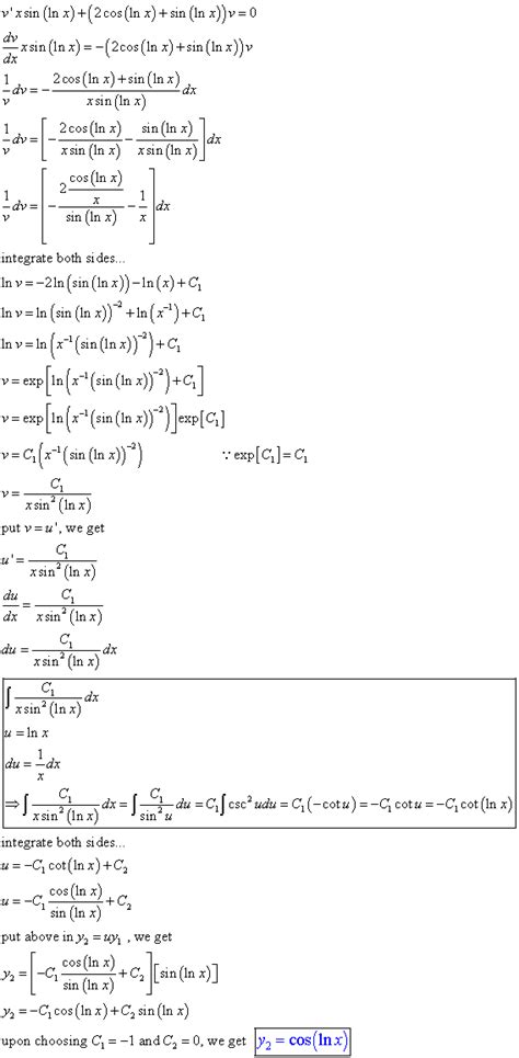 differential equations solved examples use the reduction of order to find a solution y2 x to