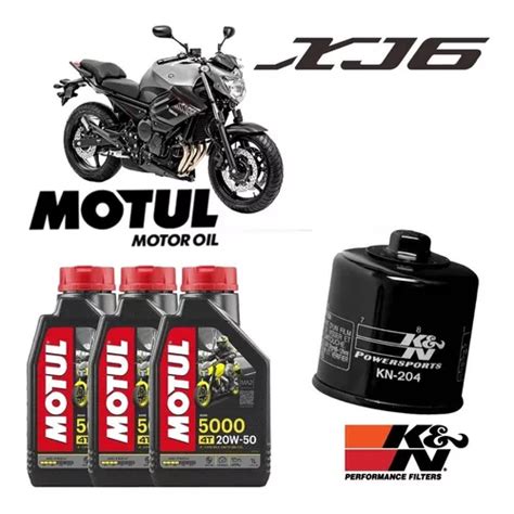 Kit Troca De Óleo Xj6 Yamaha Motul 5000 20w50 Kn204