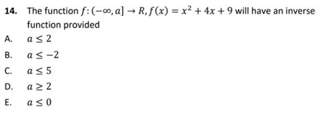 solved 14 the function f −∞ a]→r f x x2 4x 9 will have an