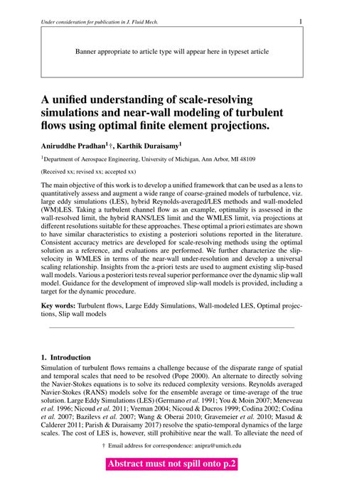 pdf a unified understanding of scale resolving simulations and near wall modeling of turbulent