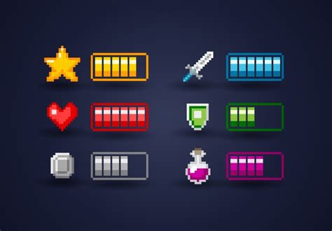 Pixel Game Icon Set Royalty Free Vector Image VectorStock