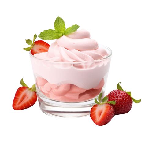 Strawberry Mousse With Whipped Cream Mousse Dessert Cream PNG