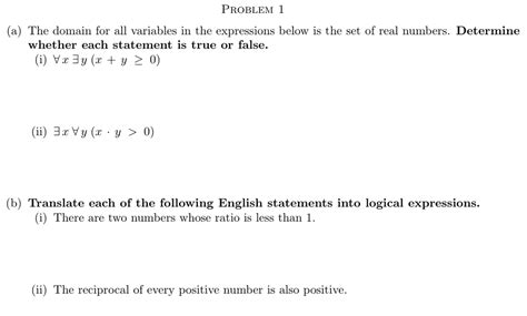 Solved Problem A The Domain For All Variables In The Chegg